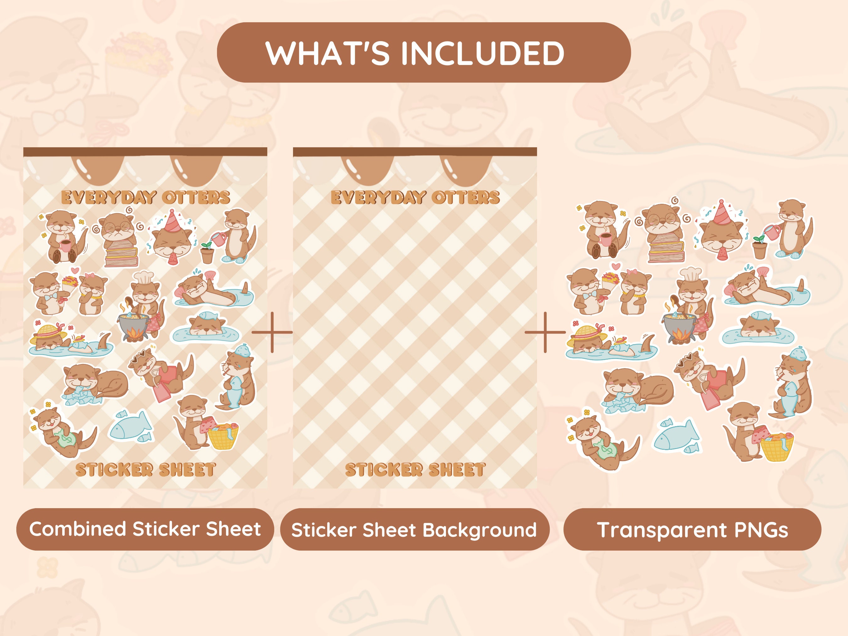 Hand Drawn Otters Sticker Sheet | Planner Stickers (digital Download ...
