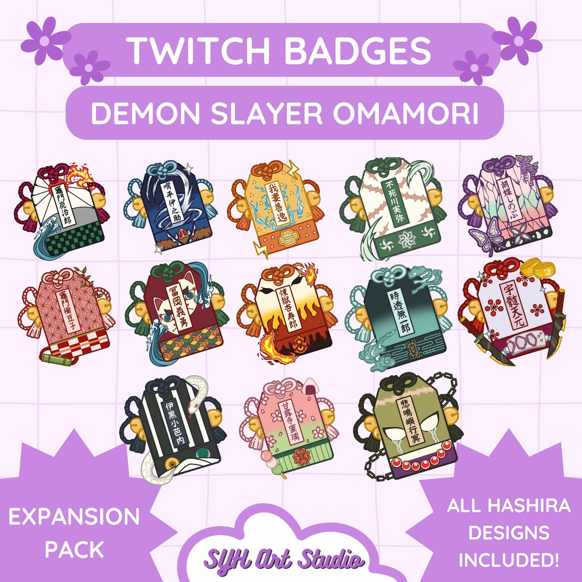 Demon Slayer Omamori Twitch Badges, Anime Bit Badges (digital Download ...