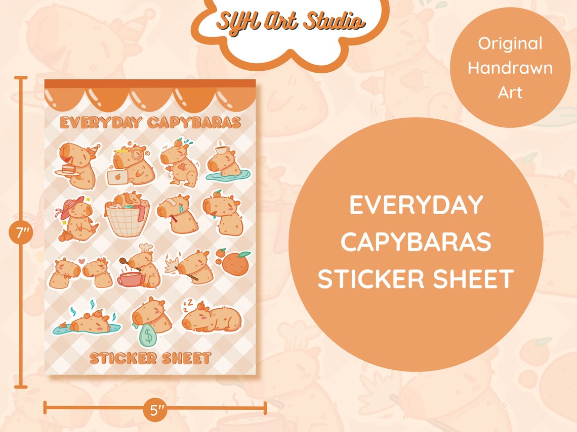 Printable Capybara Digital Stickers | Printable Sticker Sheet | Planner ...