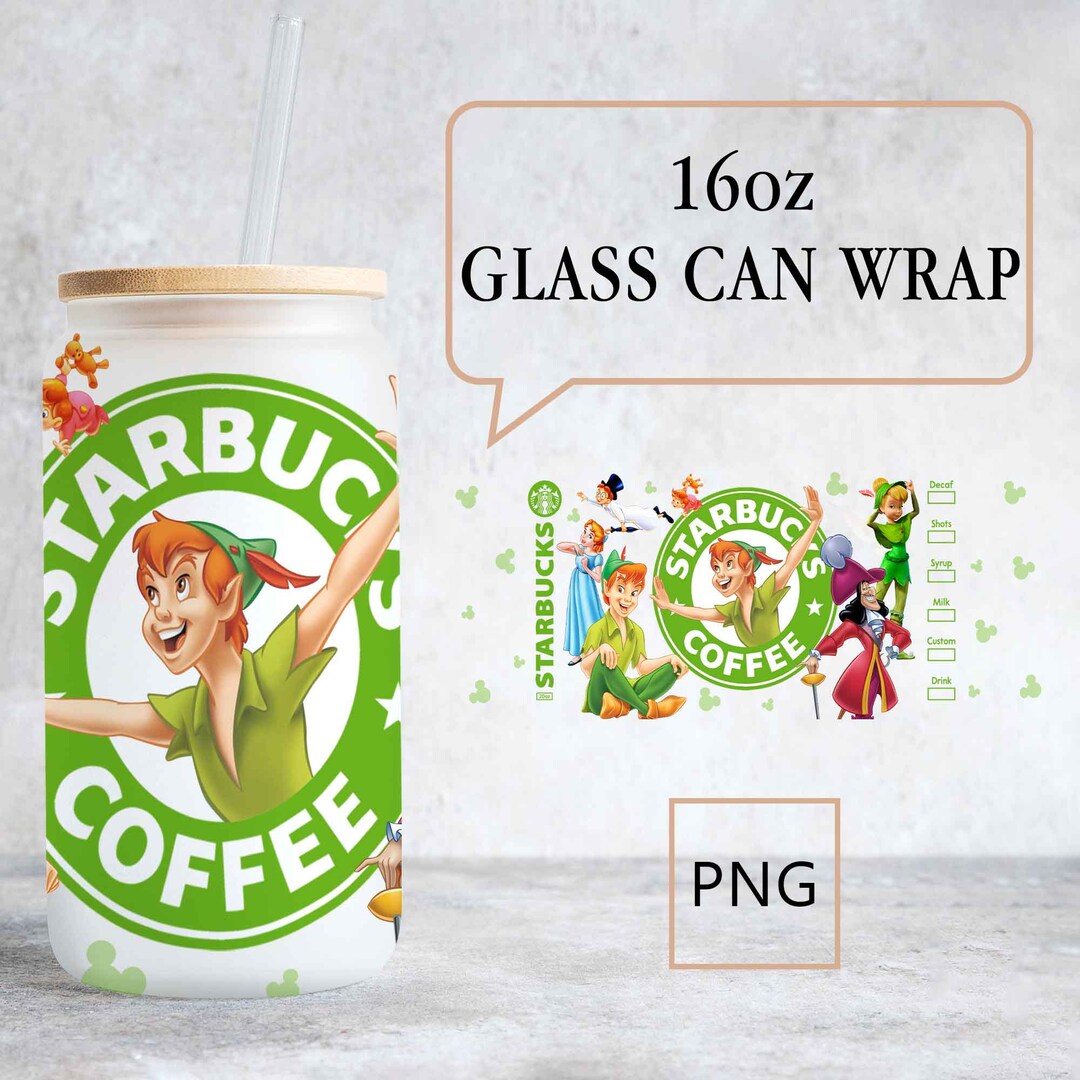 Peter Pan 16oz Glass Can Wrap Peter Pan Wendy Glass Can Wrap - Etsy