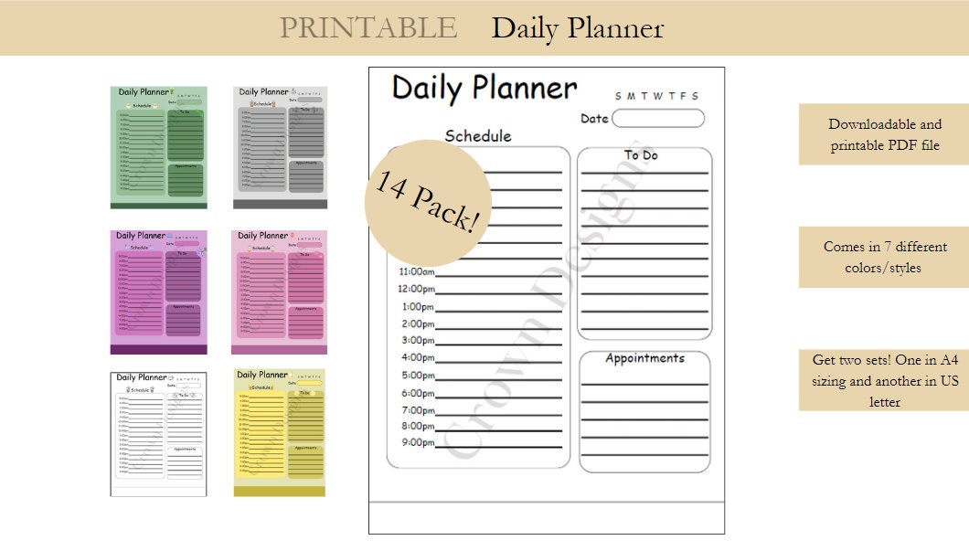 Printable PDF Planner , Digital PDF Planner , Printable to Do ...