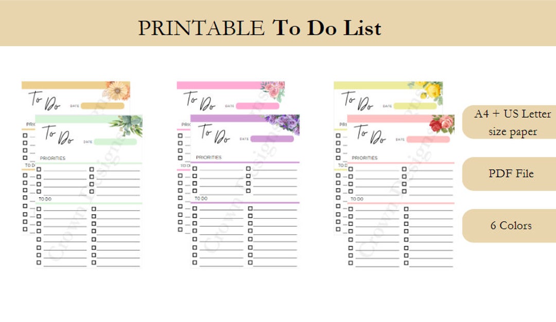 Printable to Do List , Daily, Weekly to Do PDF Planner Checklist , A4 ...
