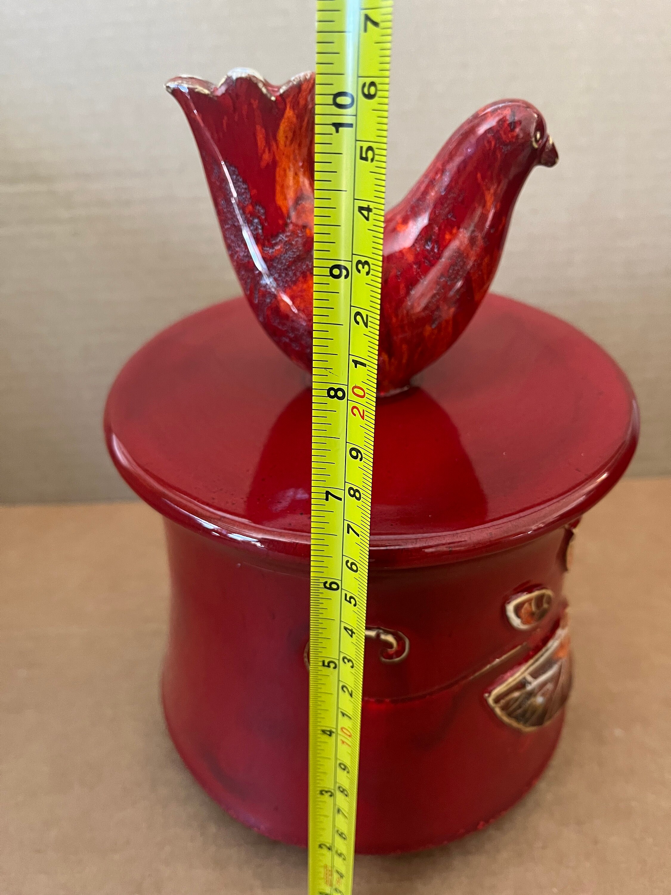RARE Vintage Heavy Pottery Canister With Bird Lid - Etsy
