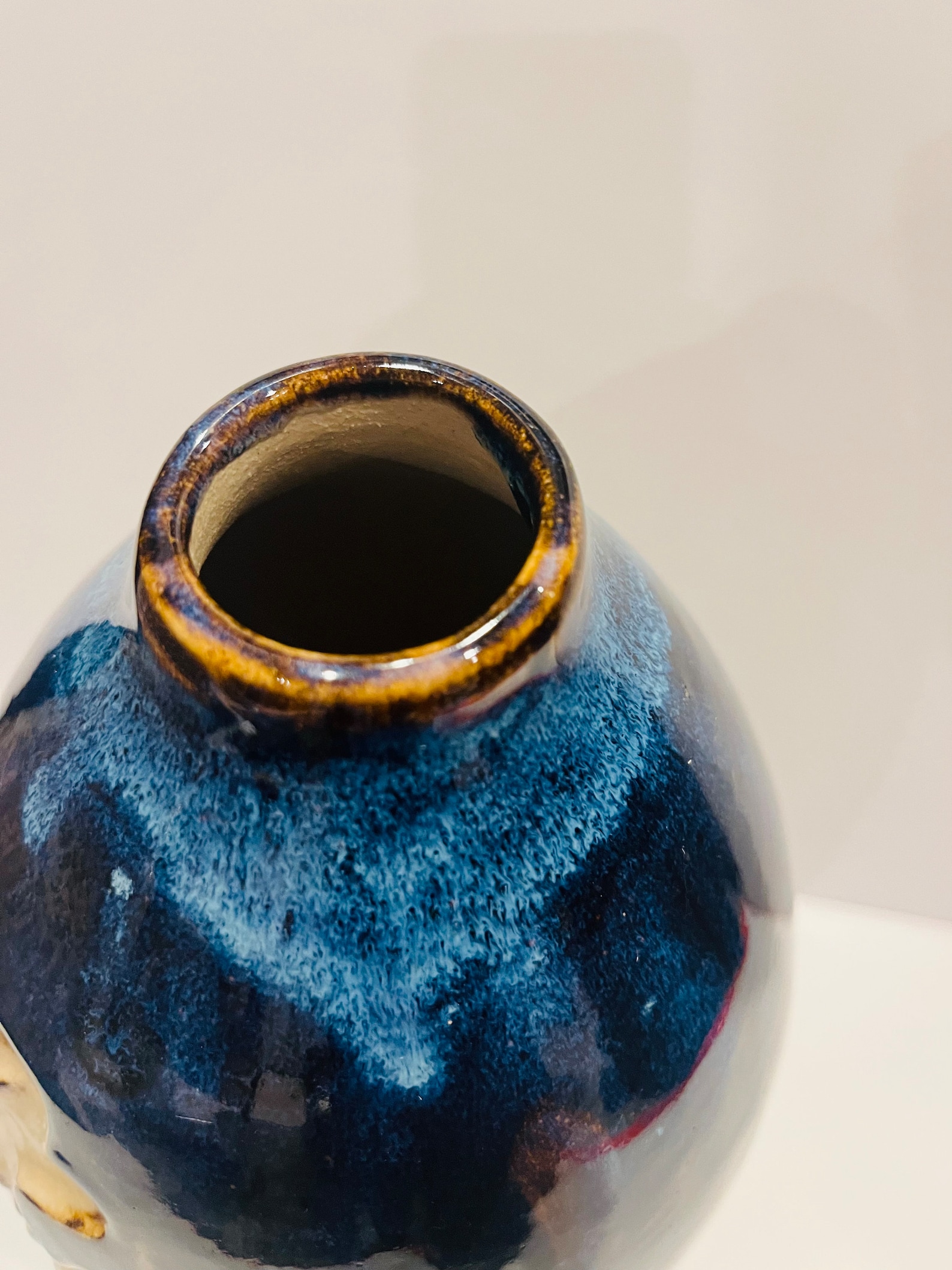 Vintage Asian Cobalt Blue Glazed Carved Vase Pottery - Etsy