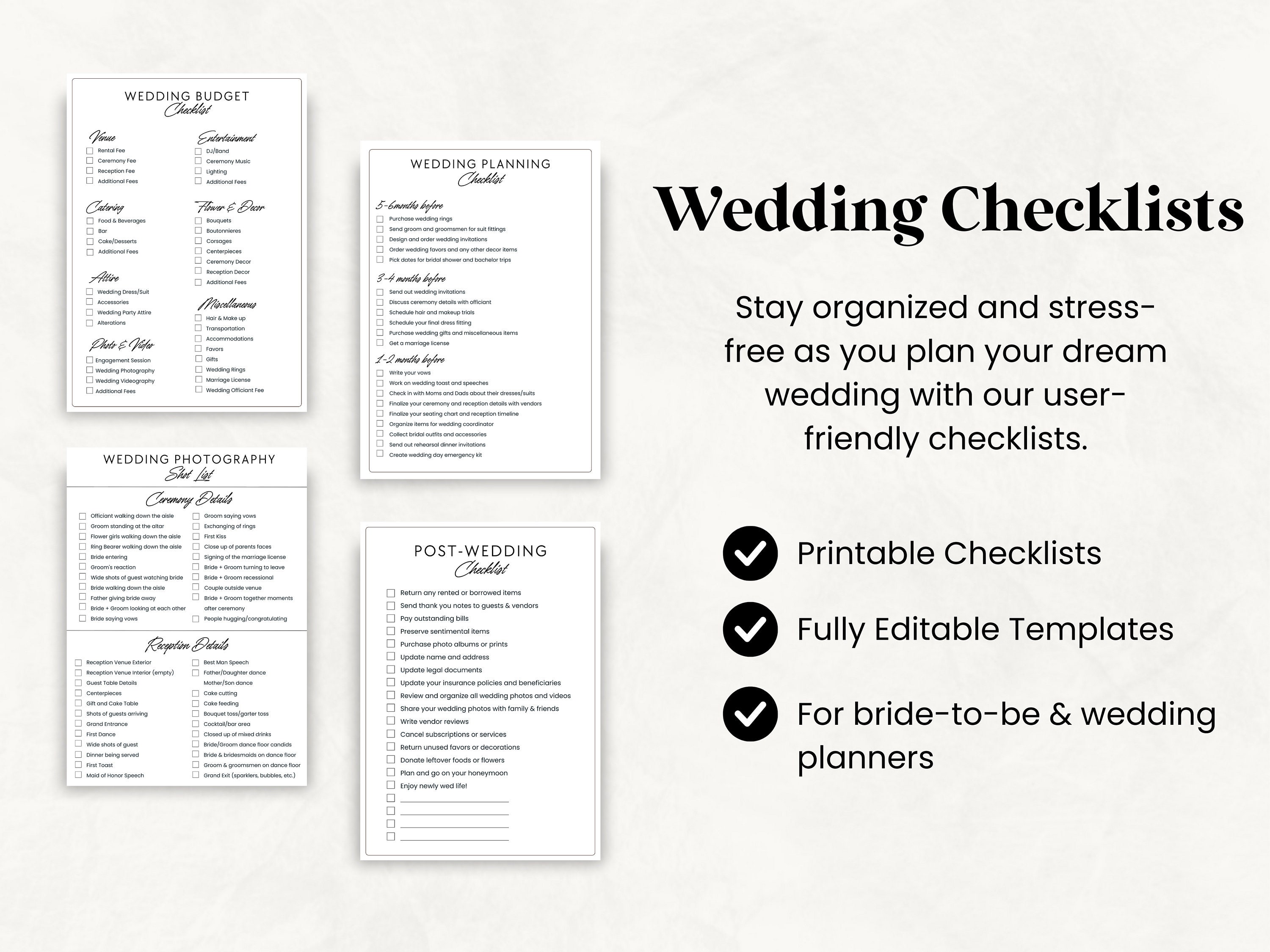 22 Page Wedding Checklists, Printable Wedding Planning Checklist ...