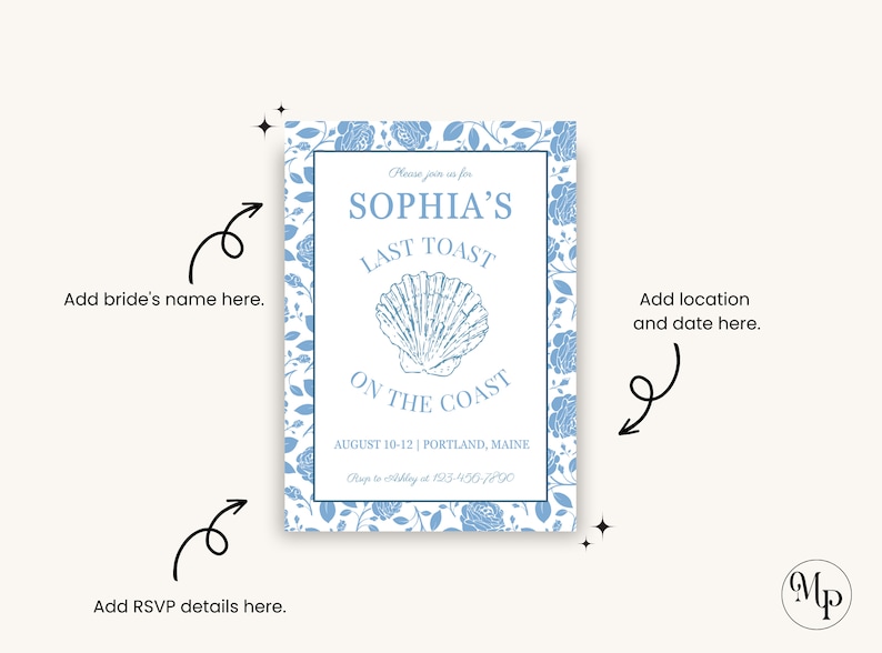 Coastal Bachelorette Invitation and Itinerary Template, Coastal Grandma ...