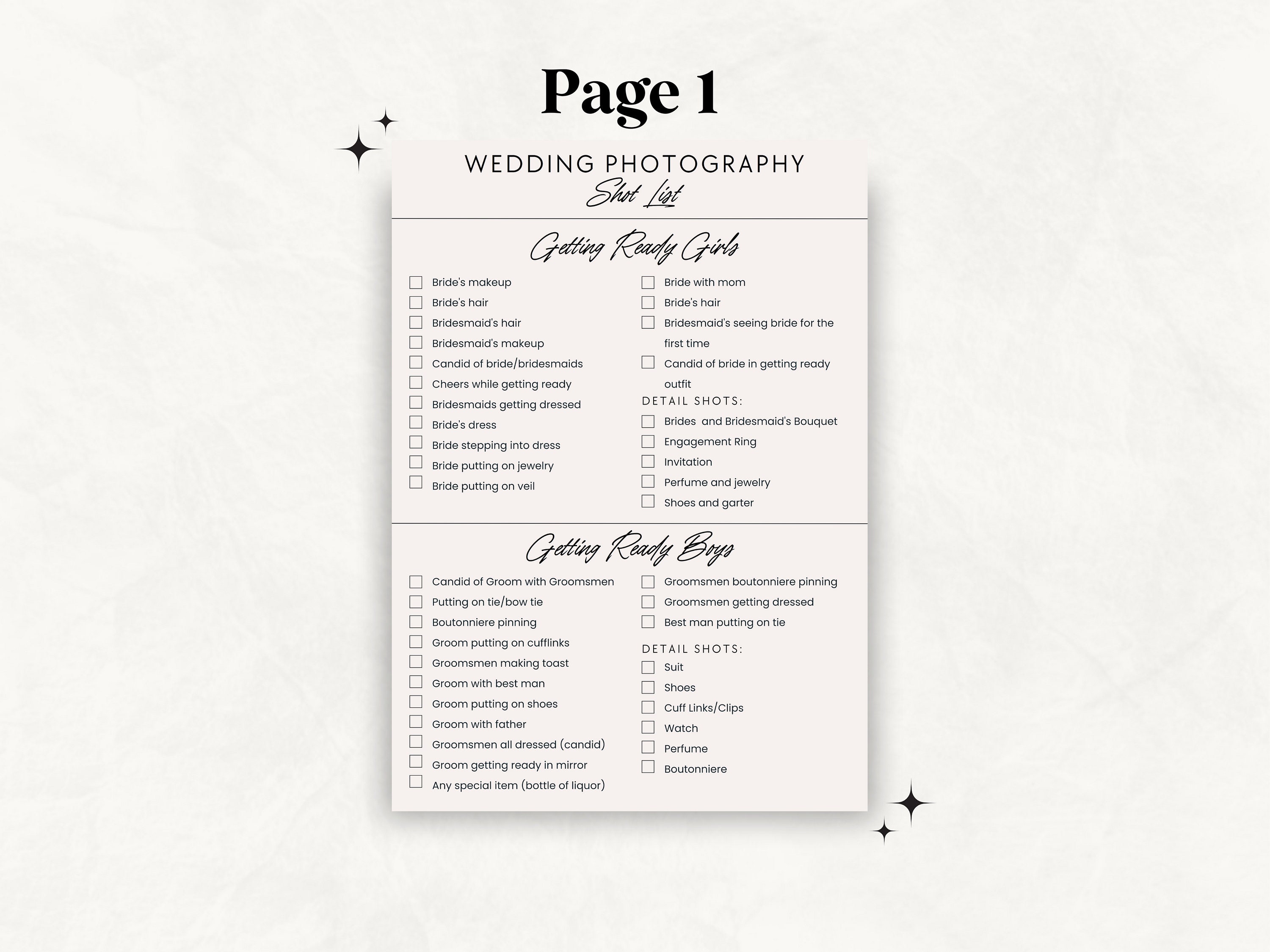 Wedding Photography Shot List, Wedding Photographer Check List ...