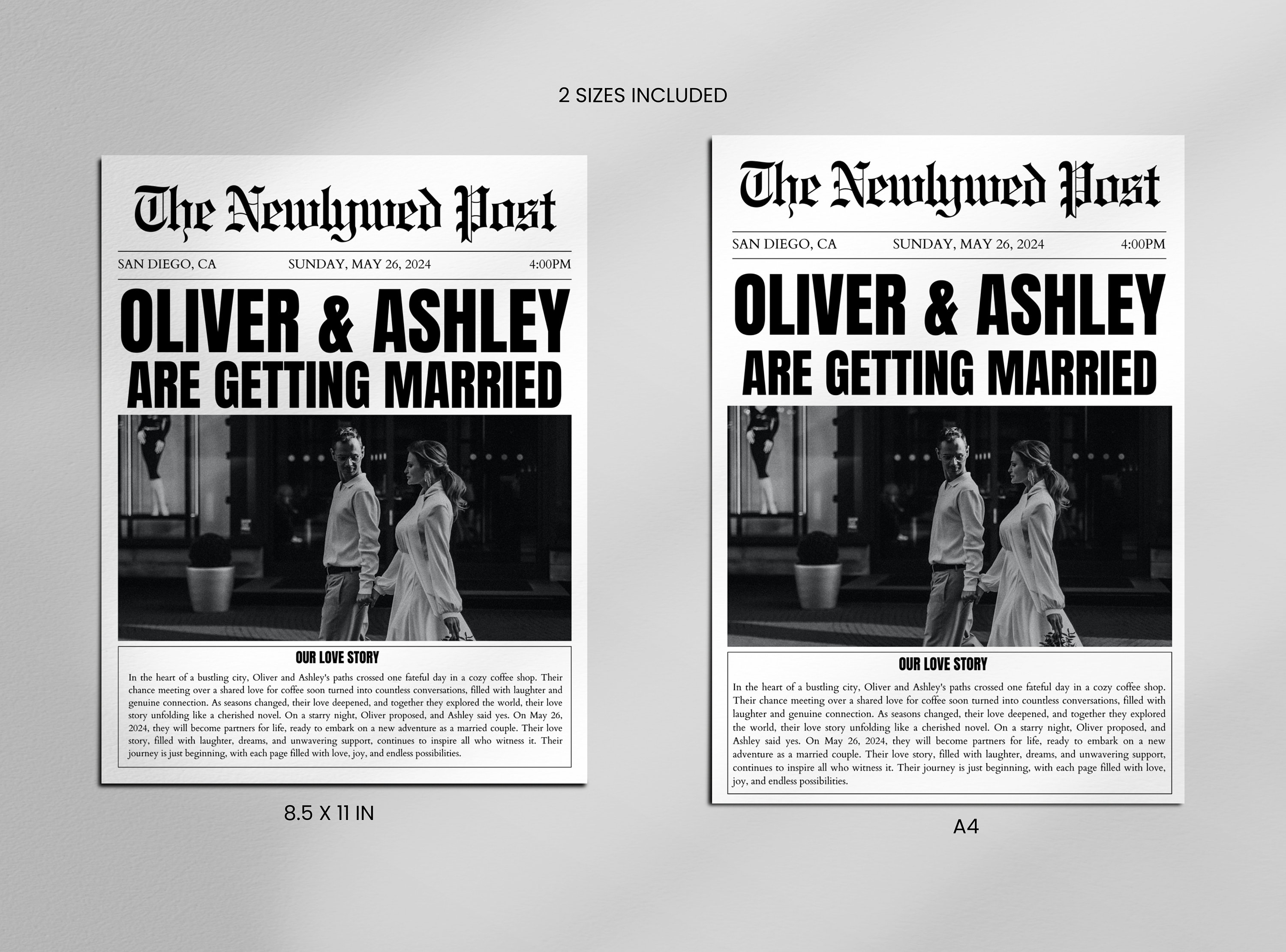 Newspaper Wedding Program Template, Canva Editable Wedding Newspaper ...