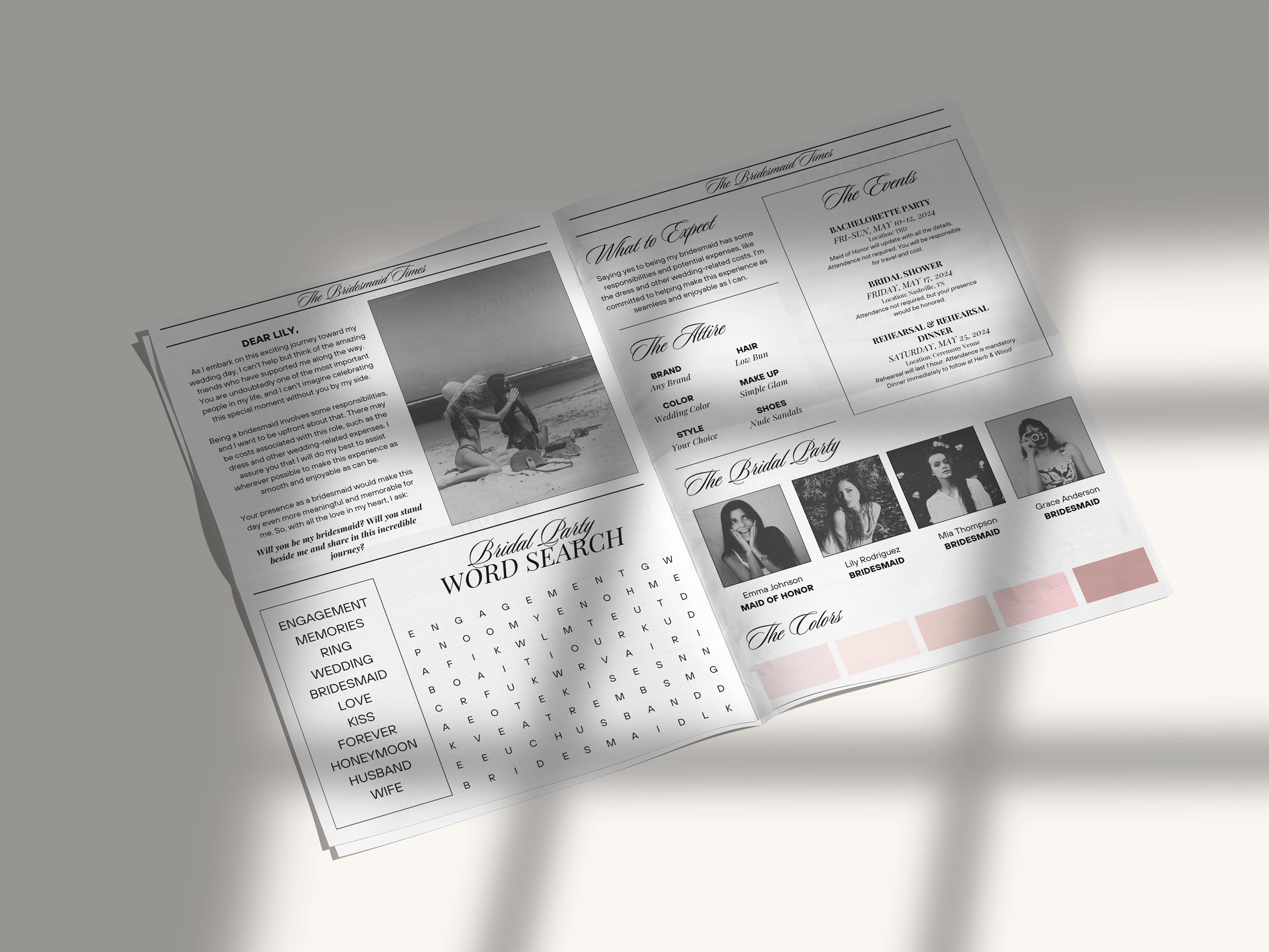 Bridesmaid Proposal Newspaper Bouquet, Canva Bridesmaid Newspaper ...