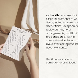 Printable Wedding Decor Checklist, Editable Wedding Checklists for ...