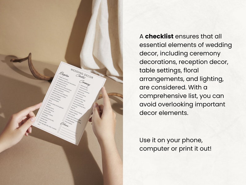 Printable Wedding Decor Checklist, Editable Wedding Checklists for ...