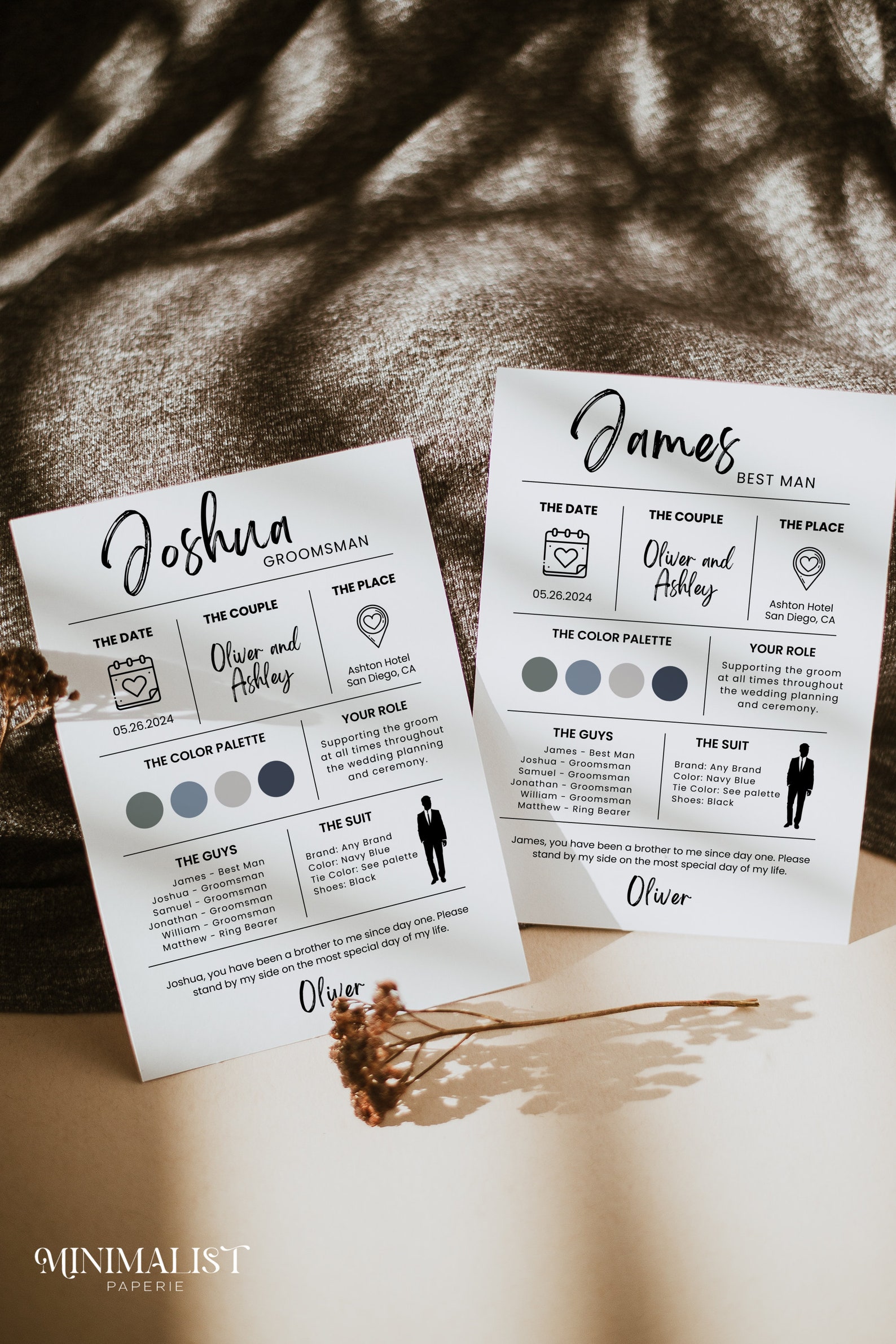 Groomsmen Info Card Template, Groomsman Information Card, Best Man ...