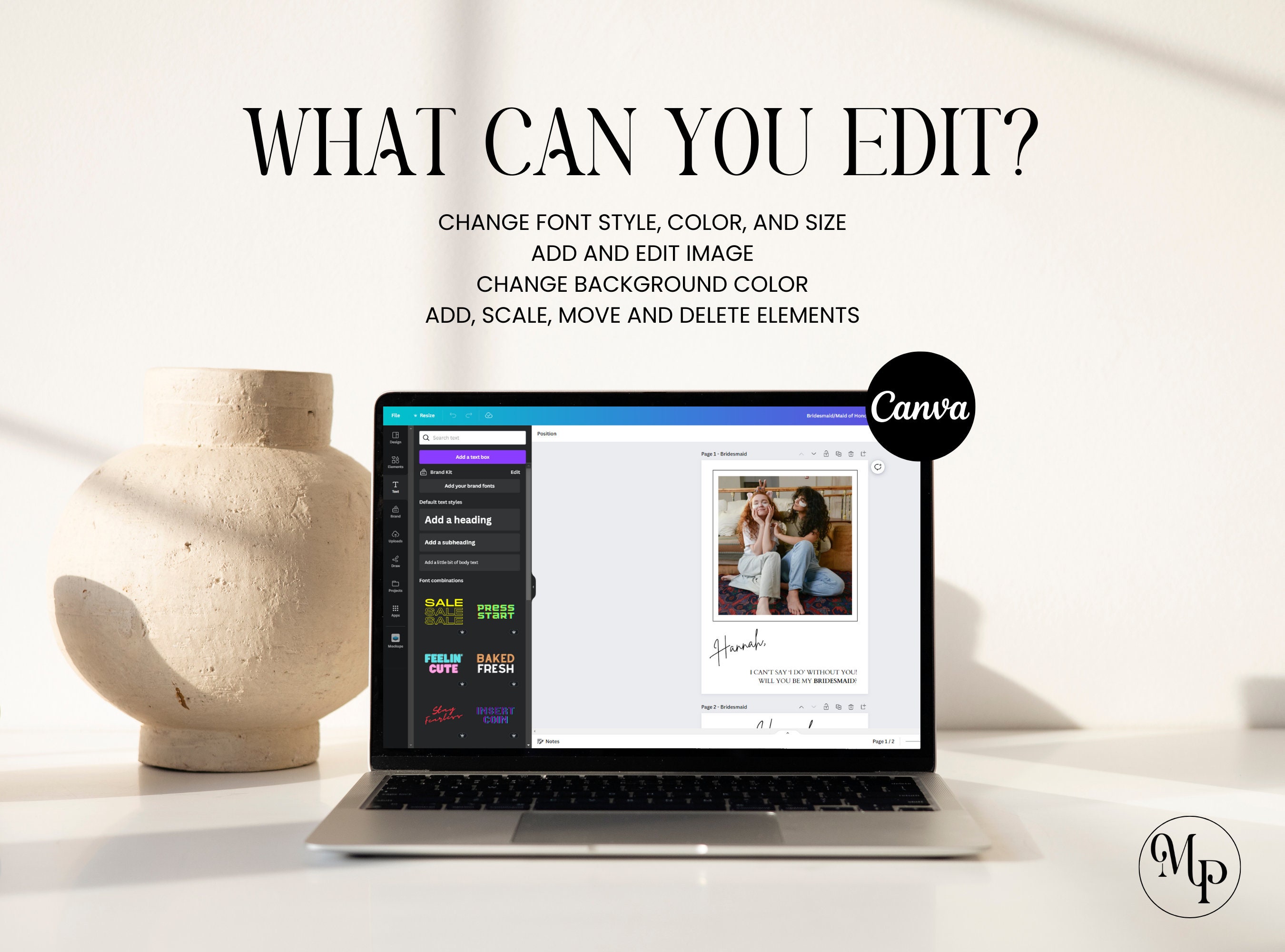 5x7 Bridesmaid Info Card Canva Template Editable Bridal Party ...