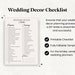 Printable Wedding Decor Checklist, Editable Wedding Checklists for ...