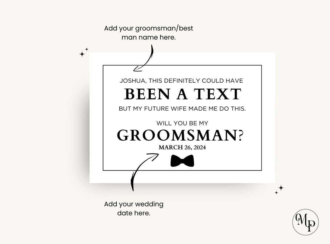 Groomsmen Proposal Card Template, Groomsman Proposal Card, Best Man ...