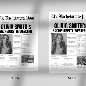 Wedding Newspaper Bachelorette Itinerary Template, Bachelorette Weekend ...