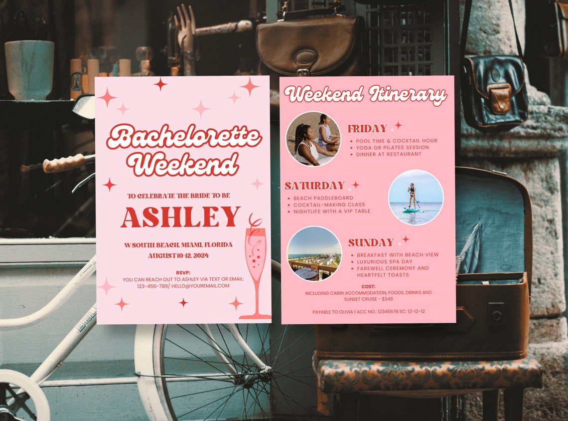 Retro Bachelorette Itinerary Template, Groovy Bachelorette Weekend ...