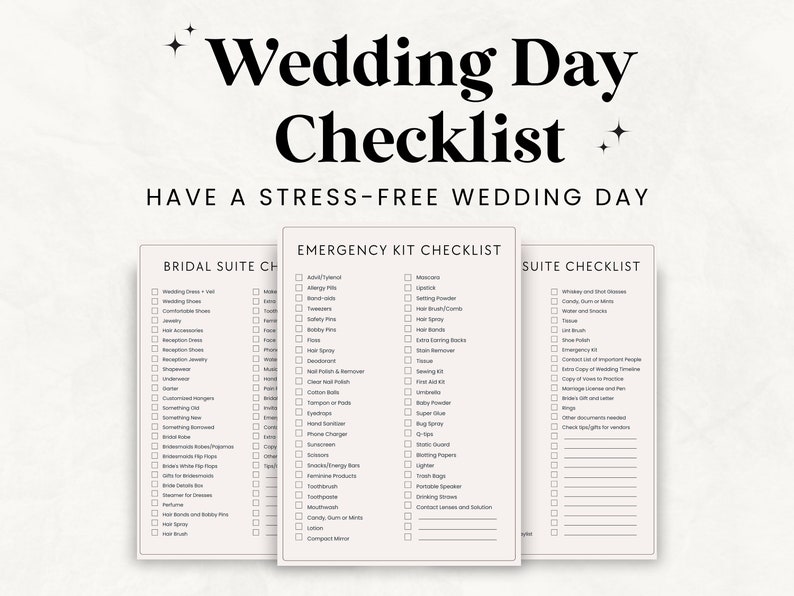 Editable Wedding Day Checklist | Bridal Suite, DIY Printable (canva) - Etsy