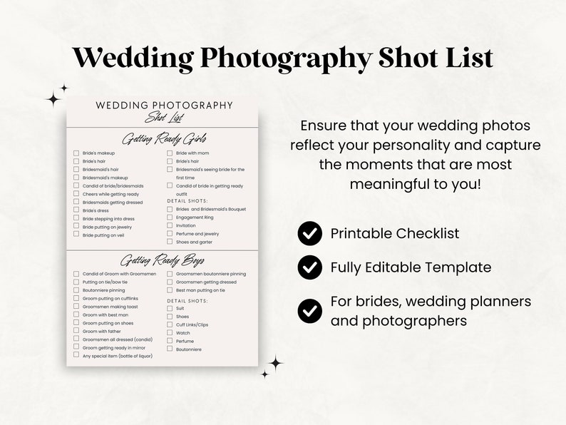 Wedding Photography Shot List, Wedding Photographer Check List ...