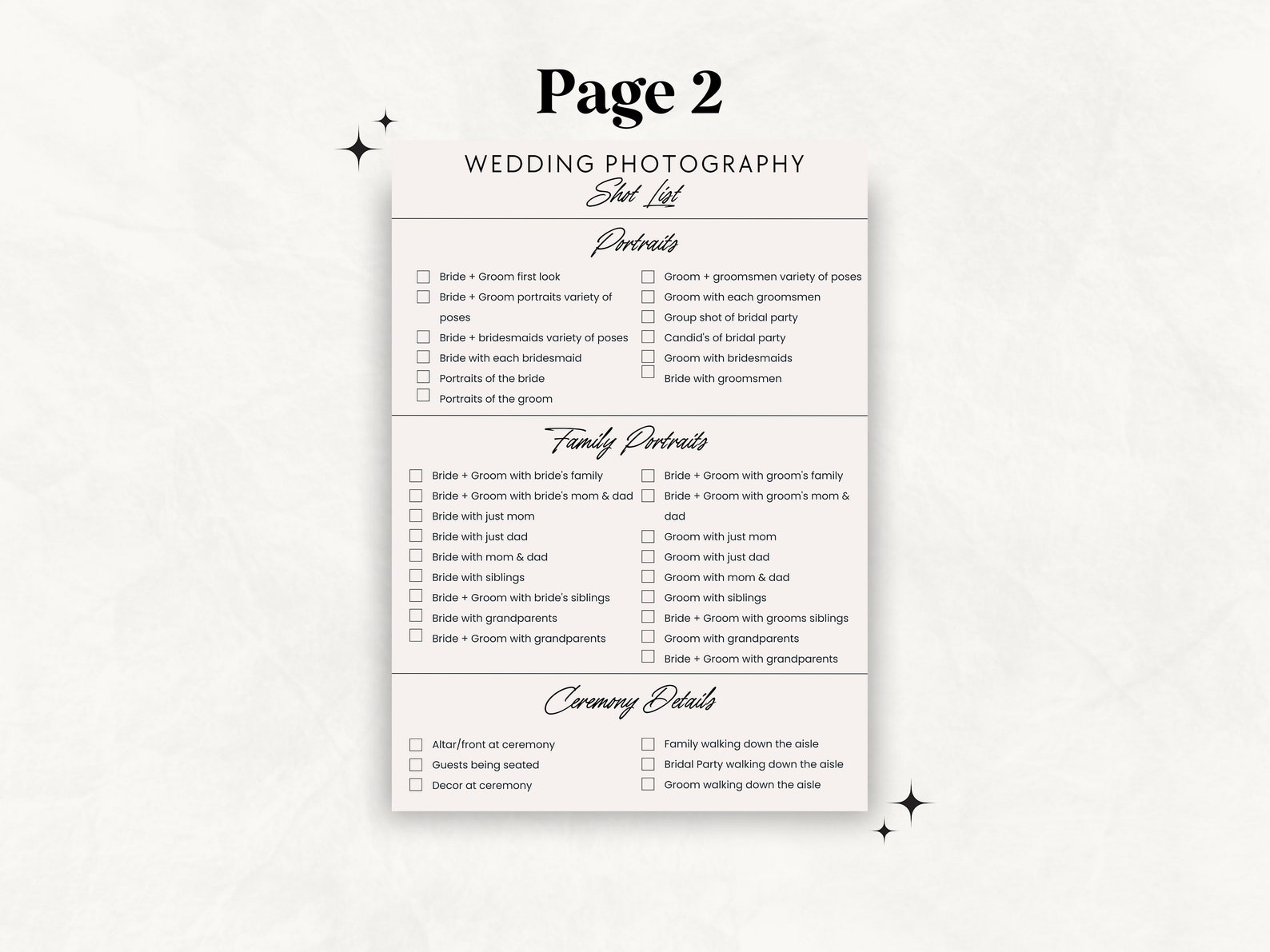 Wedding Photography Shot List, Wedding Photographer Check List ...