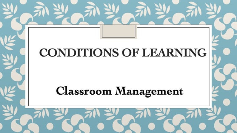 Conditions of Learning(classroom Management) - Etsy