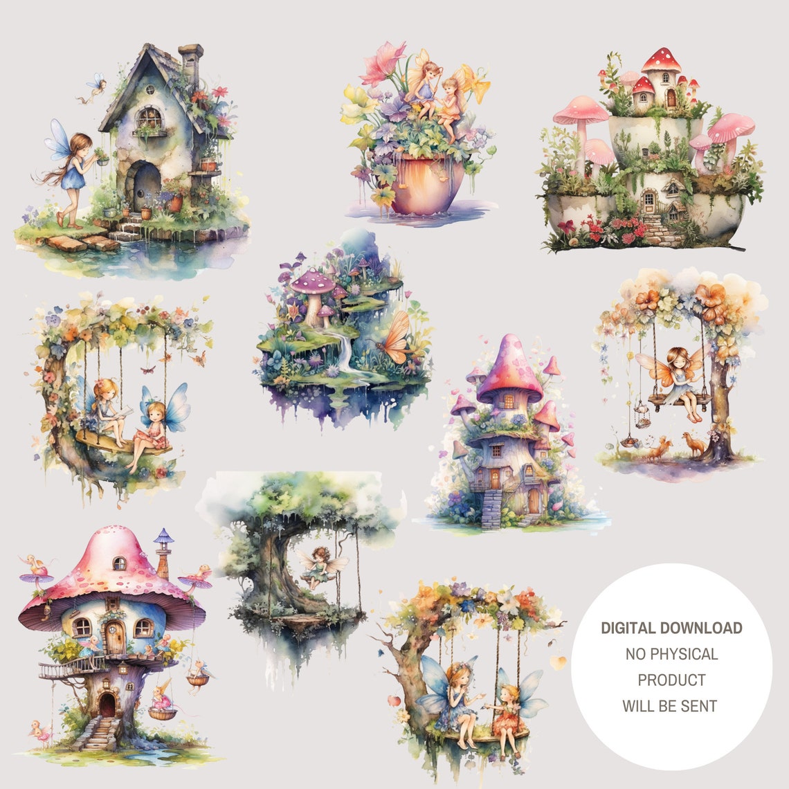 Watercolour Fairies Clipart, Cute Fairy Garden Illustrations, Fairyland ...