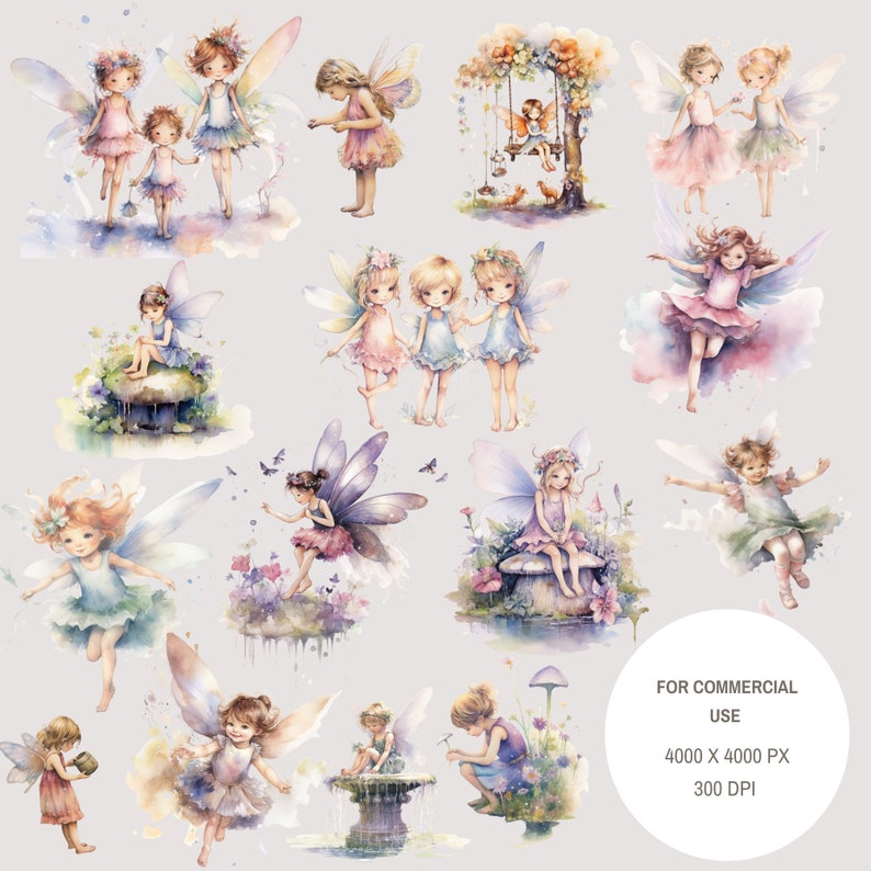 Watercolour Fairies Clipart, Cute Fairy Garden Illustrations, Fairyland ...