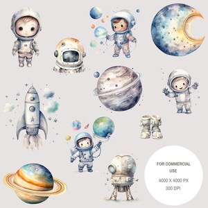 Space Watercolor Clipart, Outer Space Clipart, Space Astronaut Rocket ...