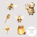 Watercolor Bee Clipart Bundle, Bear and Bees Watercolor Clipart, Bear ...