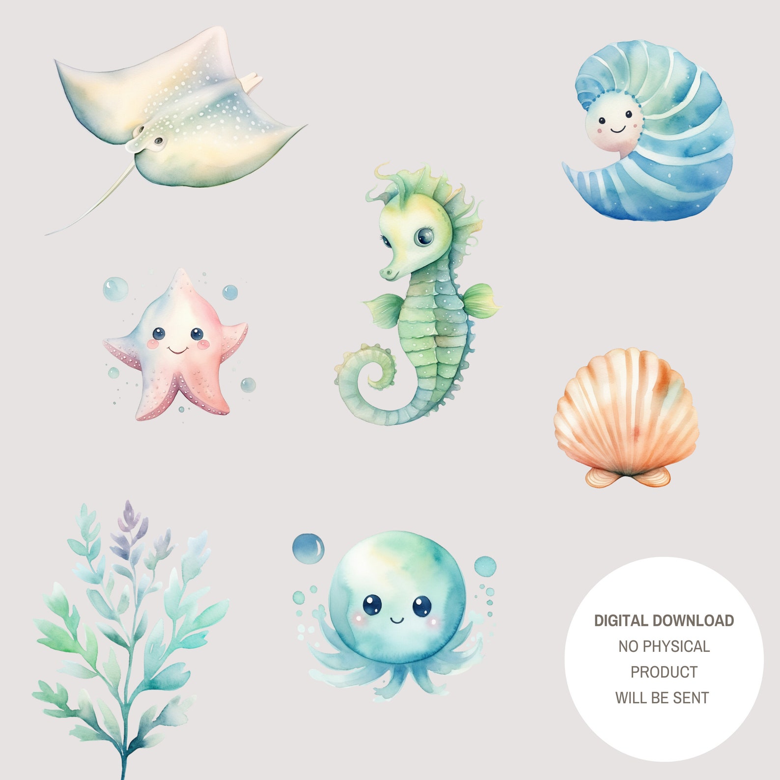 Cute Sea Animals Clipart, Under the Sea Illustrations, Little Sea ...
