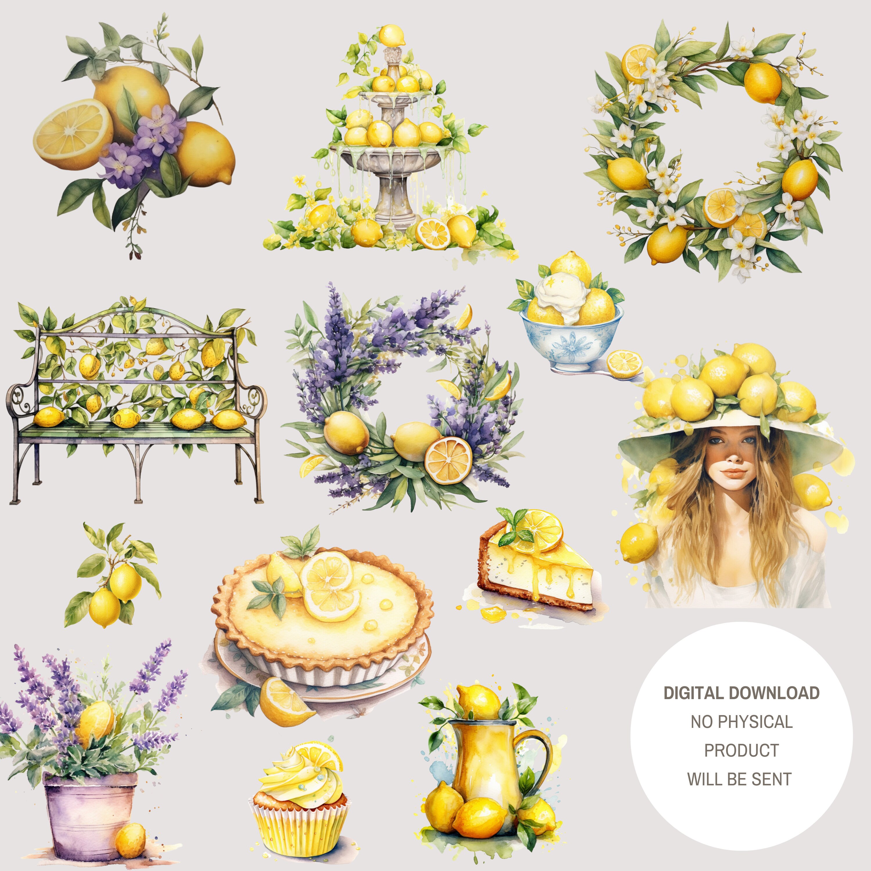 Watercolour Lemon Clipart Fruit Lemon Clipart Bundle - Etsy