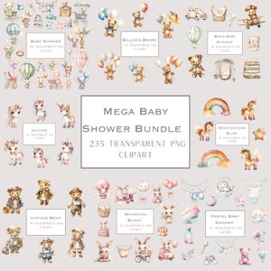 Baby Shower Clipart Mega Bundle, Cute Baby Shower Graphic, Printable ...