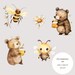Watercolor Bee Clipart Bundle, Bear and Bees Watercolor Clipart, Bear ...