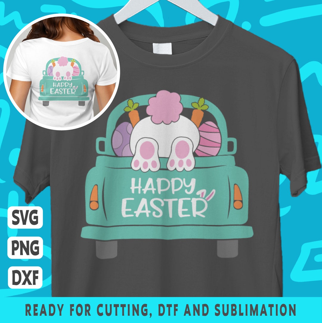 Easter Bunny Truck SVG PNG DXF- Cute Rabbit in Vintage Truck Design - Etsy