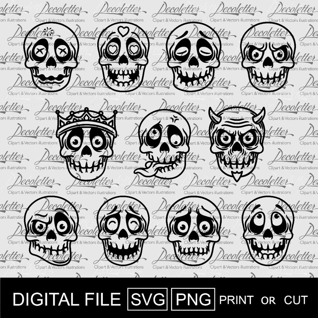 Cartoon Skull Svg, Cartoon Skull Png, Skull Desing for Cricut, Funny ...