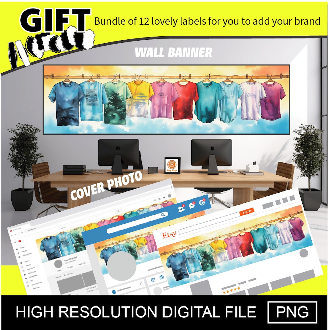 Etsy Shop Banner for T-shirt Shop, Big Digital Banner, Etsy Store ...