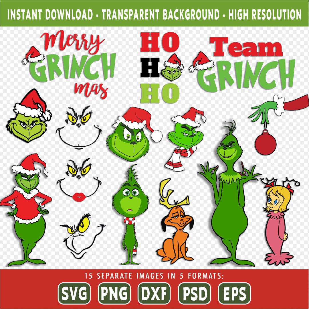 Grinch SVG Bundle + Free BONUS Bundle, Grinch Face Svg, Grinch Hand ...