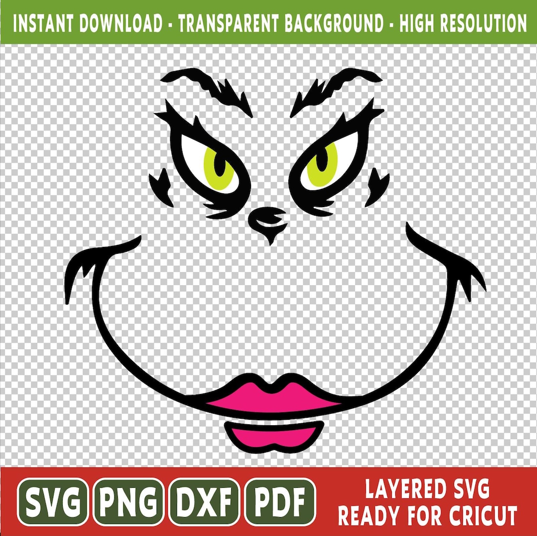 Mrs Grinch Face SVG | Lady Grinch Face for Ornament | Grinch Face Svg ...