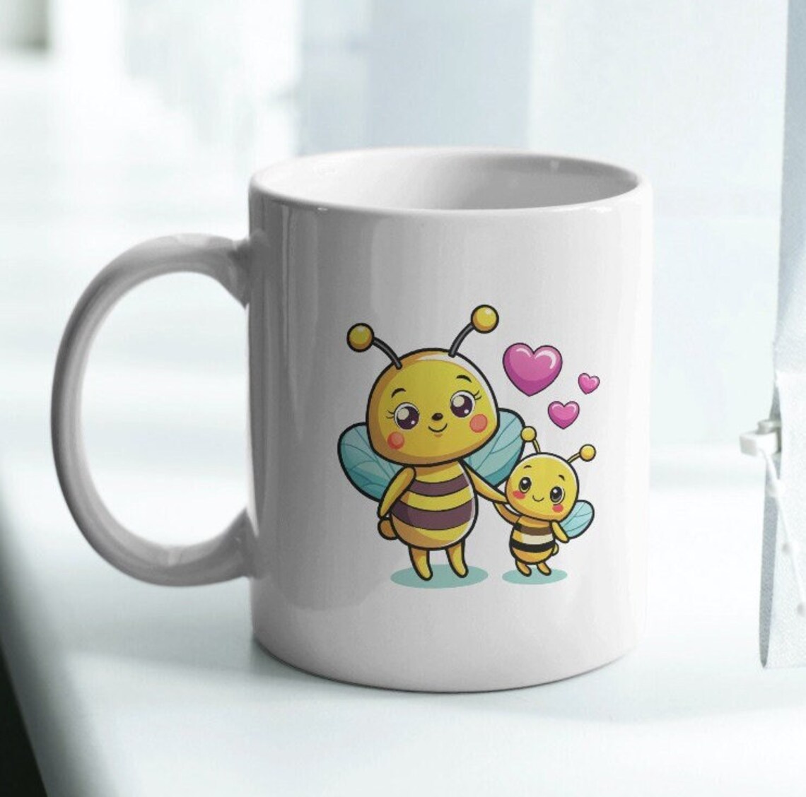 Kawaii Mother Bee and Her Son, Mom Bee Png, Kawaii Bee, Mother's Day ...