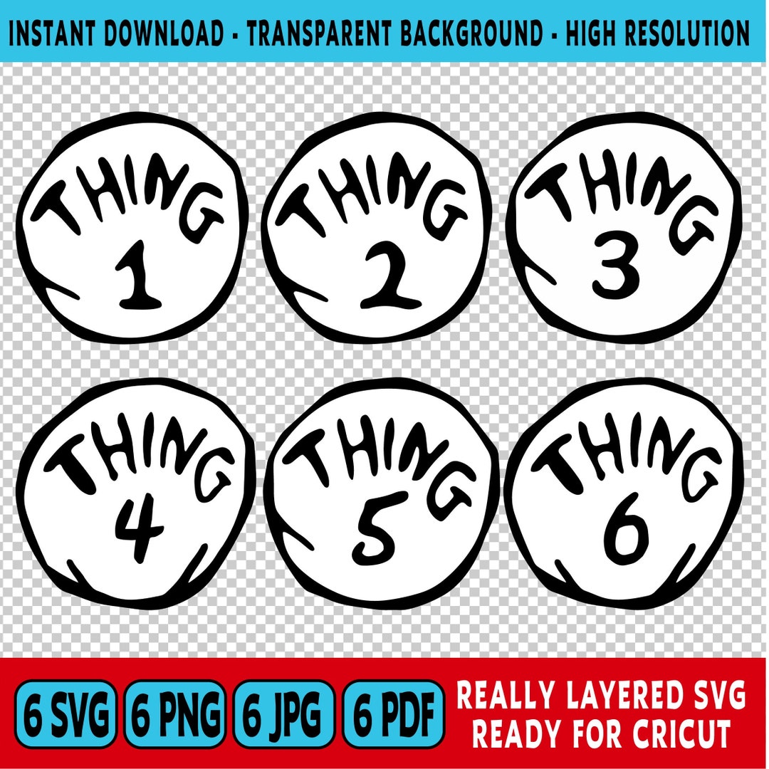 Things Team, Thing 1 to Thing 6 SVG / Thing 1 ,2, 3, 4, 5, 6 Svg Png ...