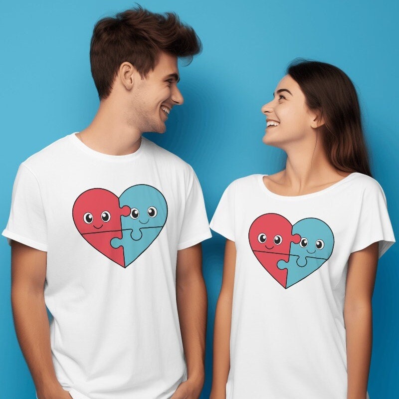Puzzle Heart Svg, Couple Heart Svg, Kawaii Heart, Heart in Puzzle ...