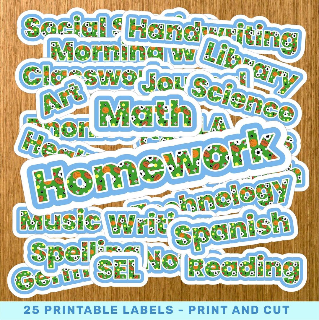 School Subject Label Stickers | for Notebooks and School Books | Back ...