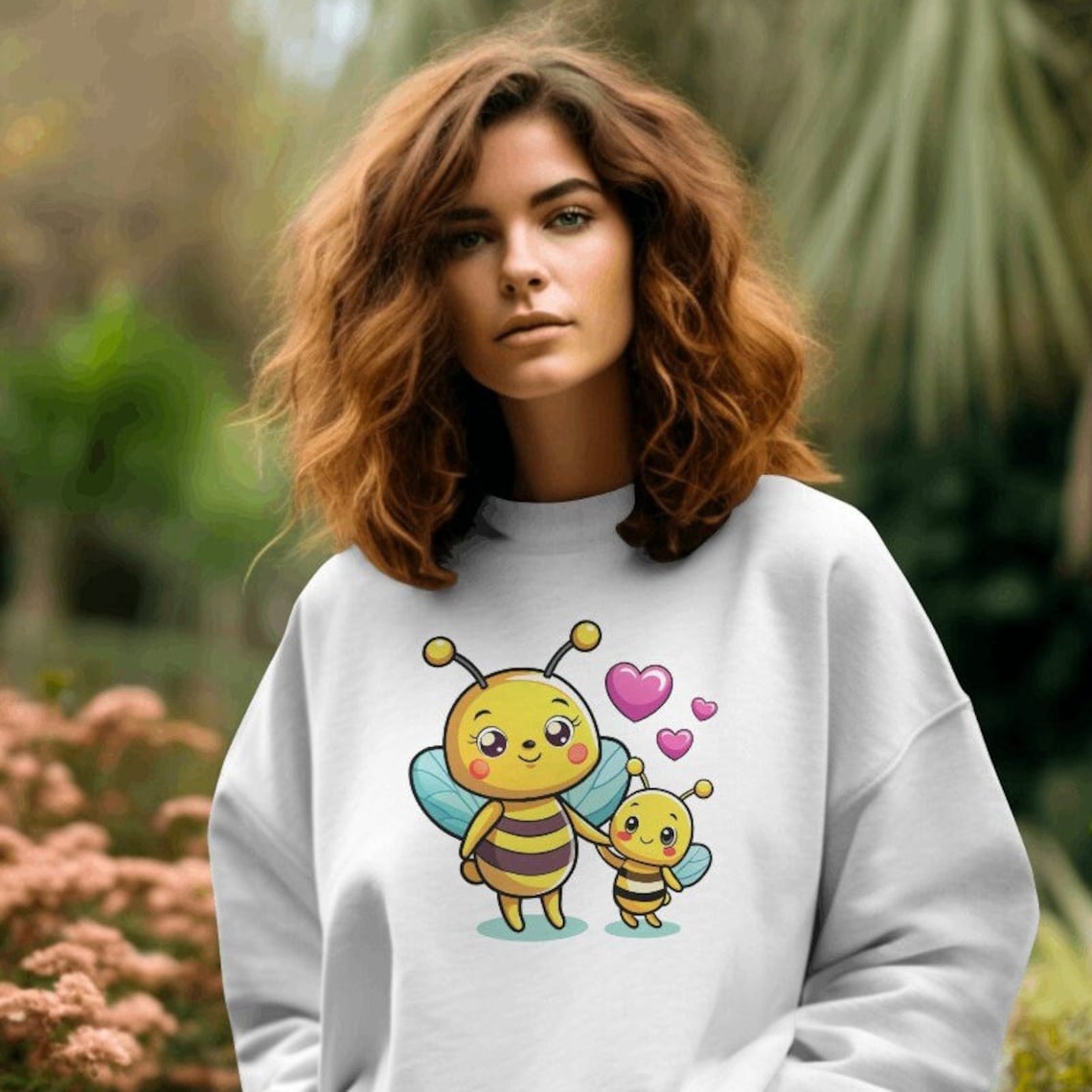 Kawaii Mother Bee and Her Son, Mom Bee Png, Kawaii Bee, Mother's Day ...