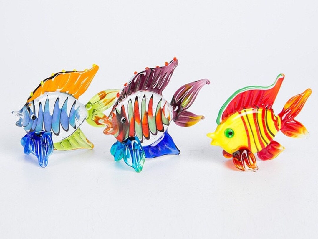 Glass Art Fish Vintage Glass Angel Fish Art Glass Statue - Etsy