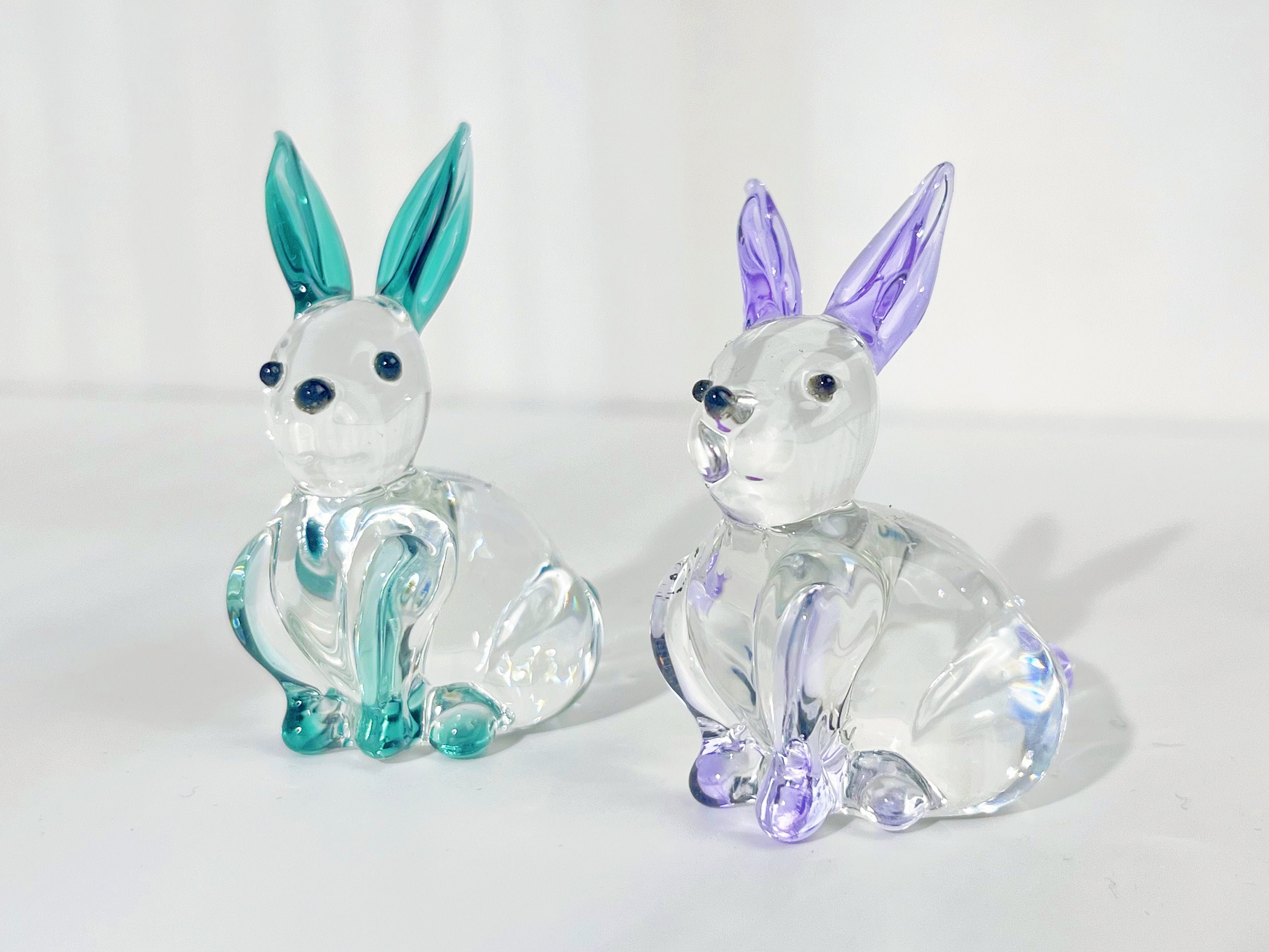 Glass Rabbit Statue, Cute Rabbit Sculpture, Glass Miniature Animals ...