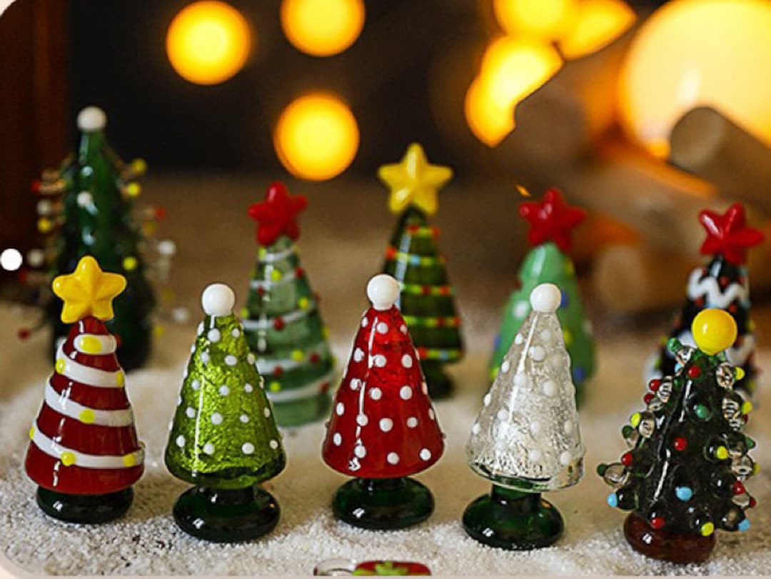 Glass Christmas Trees, Handmade Stained Glass Figurines, Handmade ...