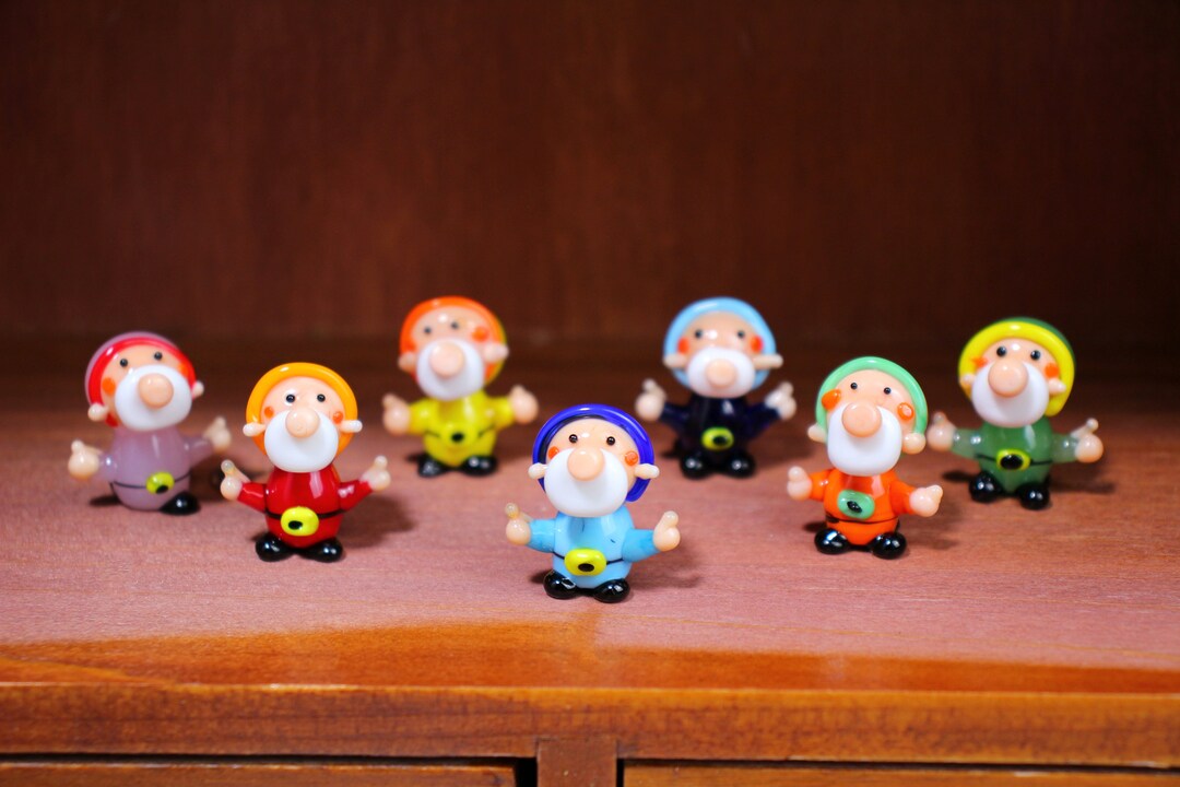 Christmas Glass, Glass Dwarfs, 7 Dwarfs, Miniature Glass Sculptures ...