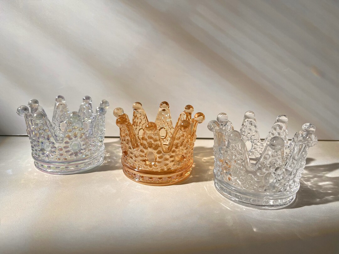 Glass Crown, Stained Glass, Glass Crown Candle Holder, Crystal Glass ...