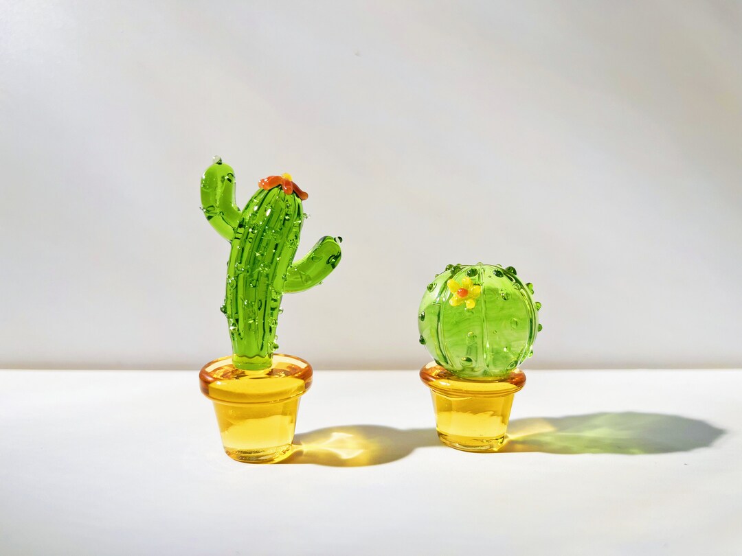Mini Glass Cactus Set, Fused Glass Succulents, Stained Glass, Cactus ...