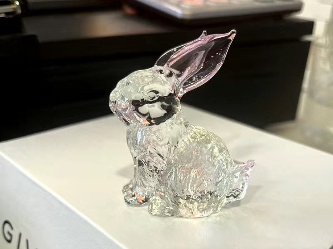 Glass Rabbit Statue, Cute Rabbit Sculpture, Glass Miniature Animals ...